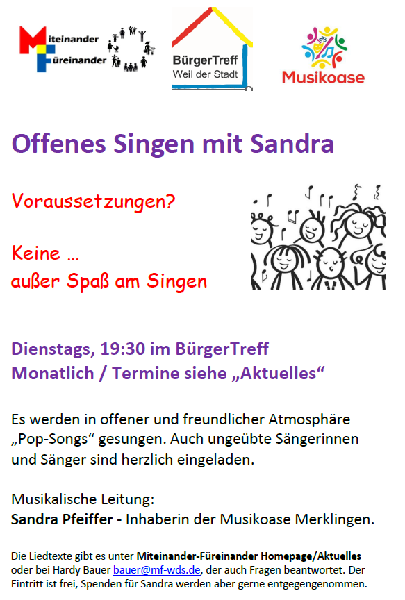 Offenes Singen mit Sandra